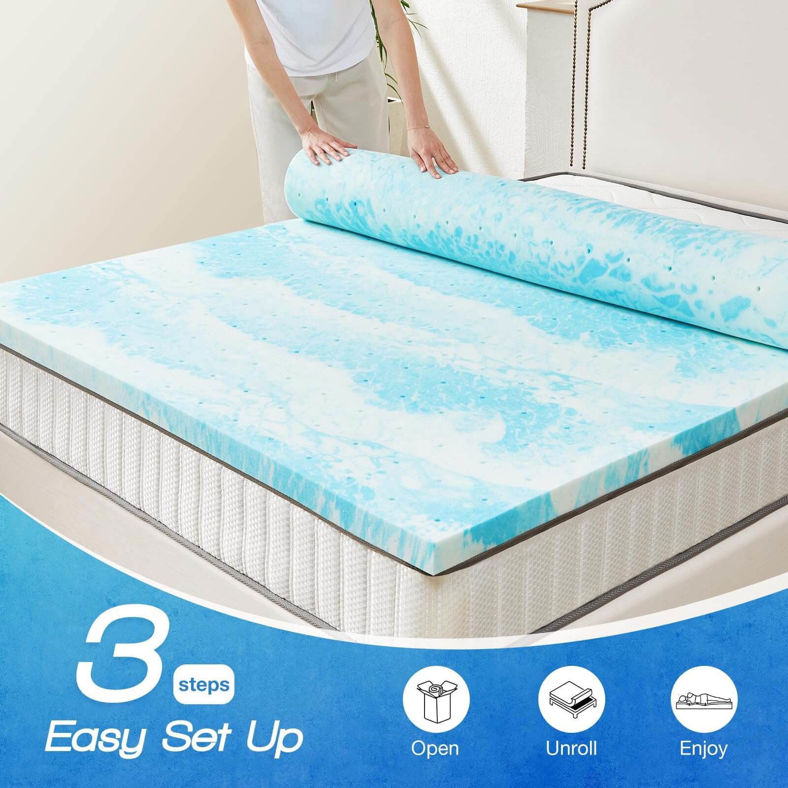 MyDepot Mattress Topper Full Gel Memory Foam Mattress Topper Full Size ...